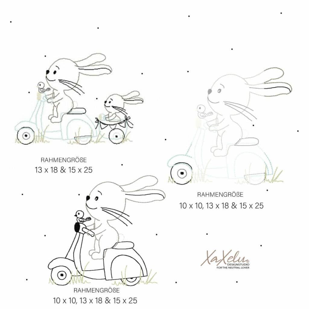 Roller Hase Stickdatei - xaxeludesign