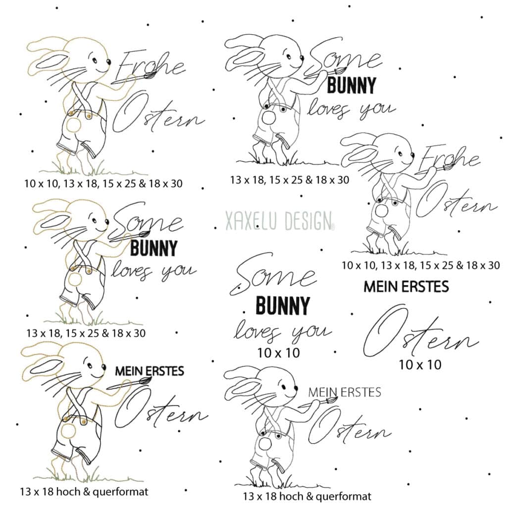 Hallo Hase Stickdatei - xaxeludesign